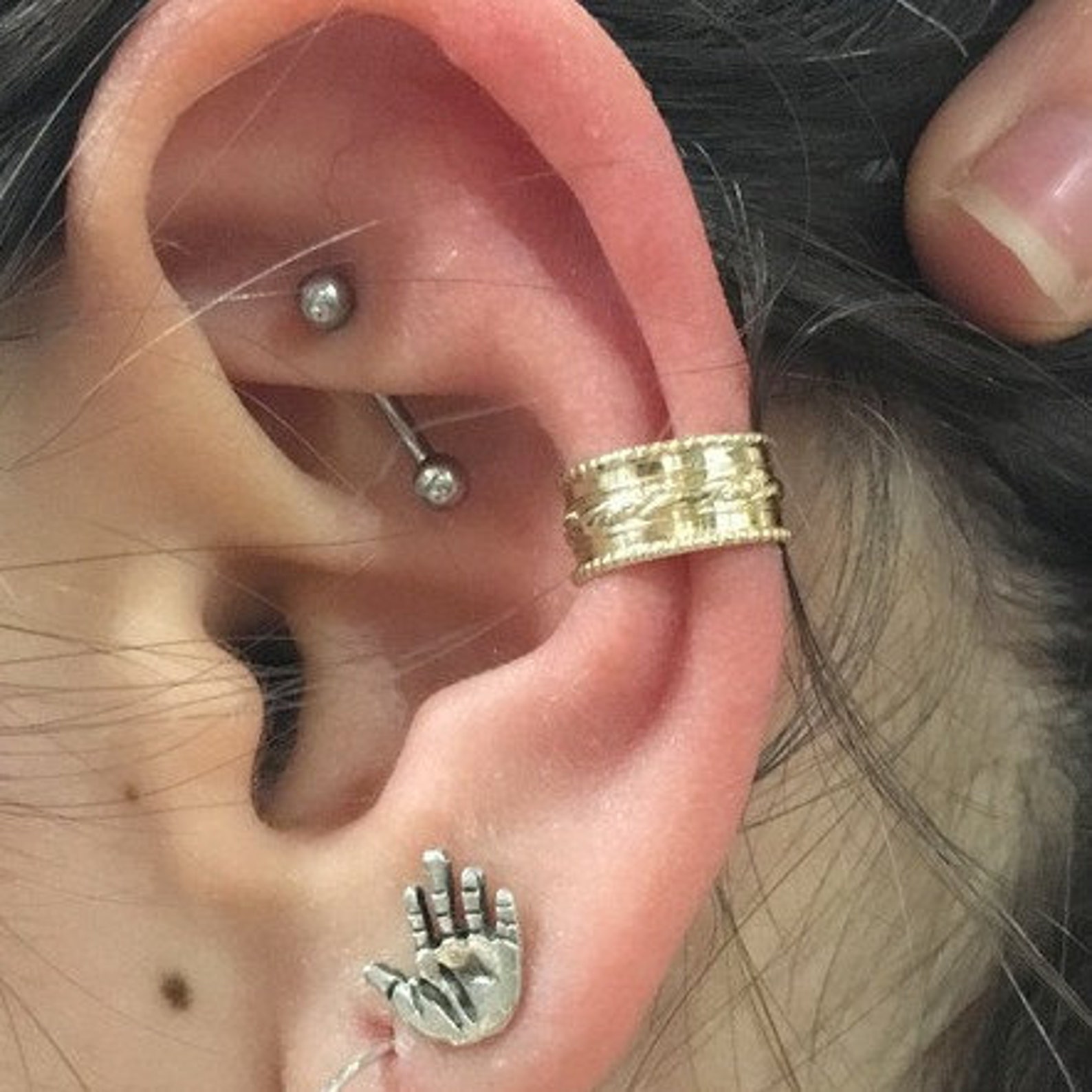 Fake Conch Piercing, Gold Fake Piercing, Faux Piercing, Ear Cuffs No ...