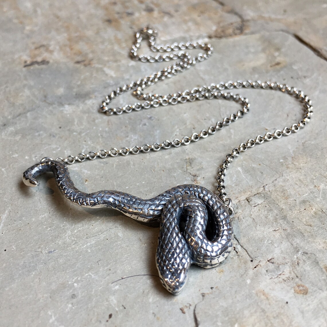 Snake Necklace, Layering Necklace, Simple Snake Pendant, Bar Necklace ...