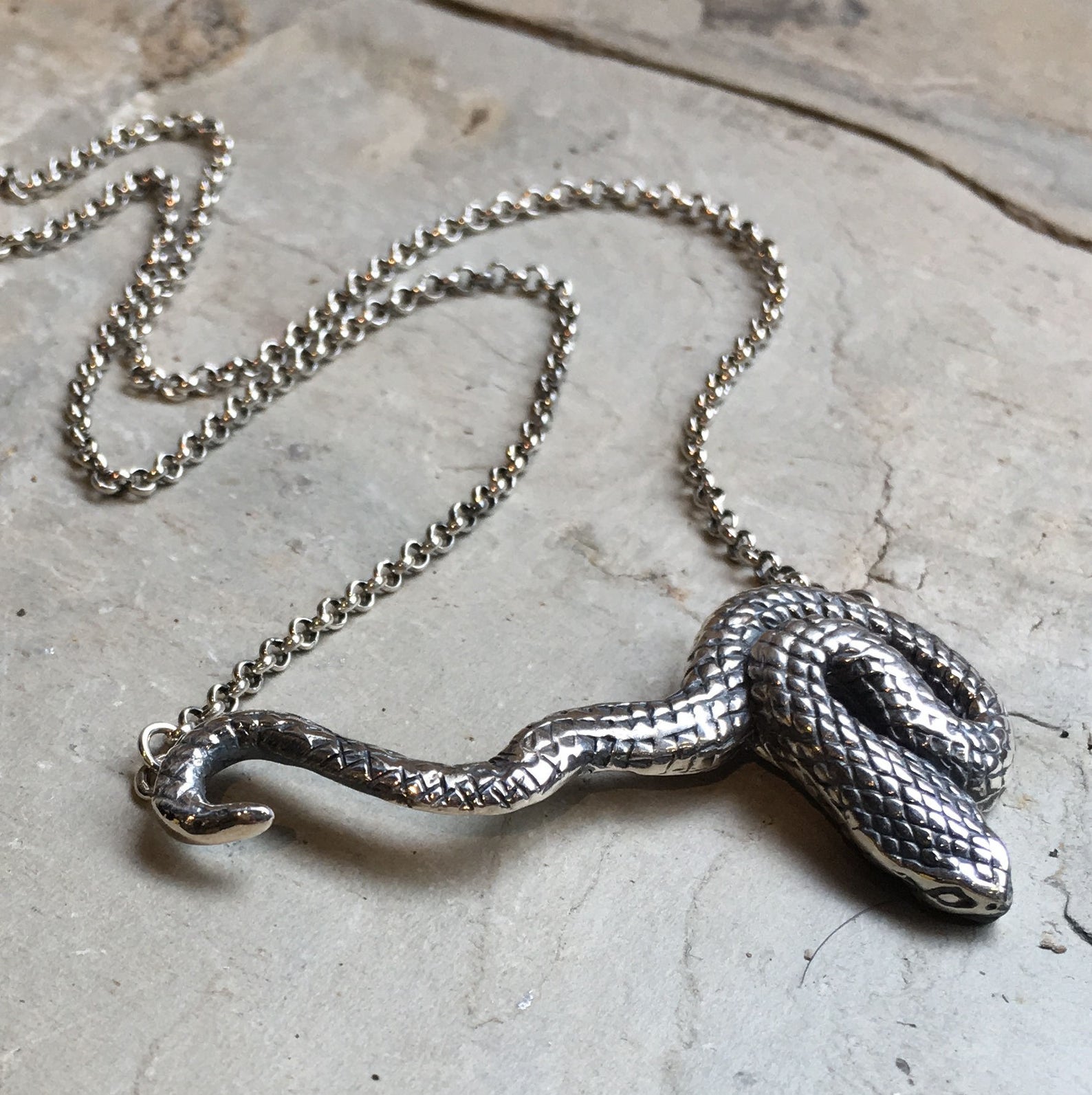 Snake Necklace, Layering Necklace, Simple Snake Pendant, Bar Necklace ...