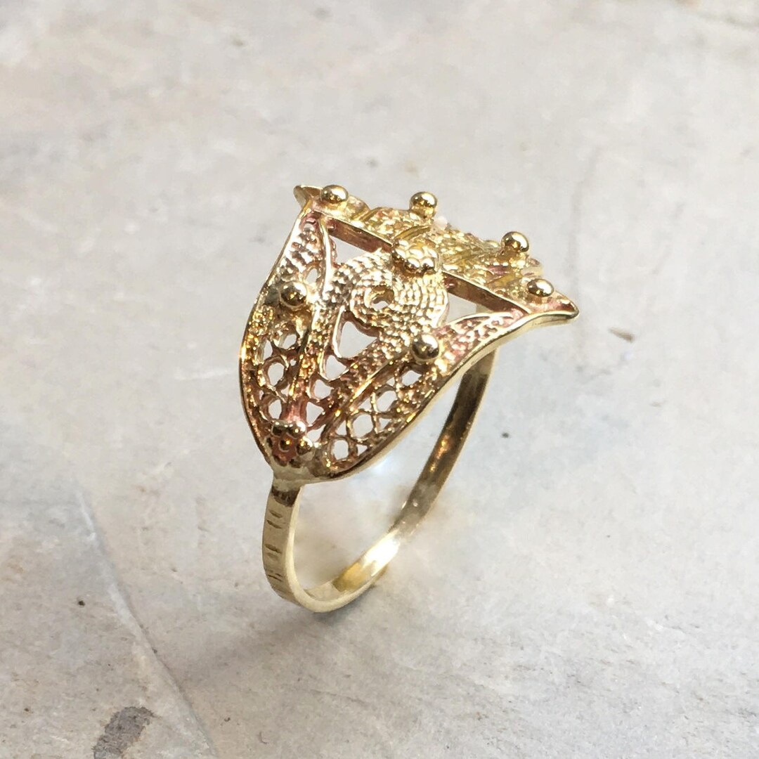Gold Hamsa Ring, Against the Evil Eye, Gold Filled Ring, Brass Hand ...