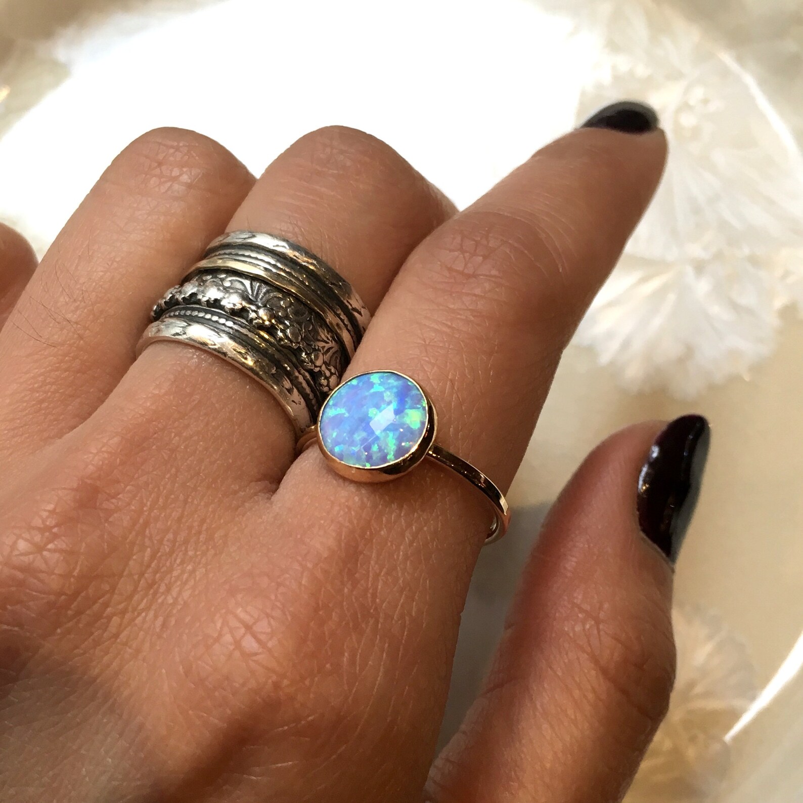 Opal Ring, Personalised Ring, Birthstone Ring, Gold Filled Ring ...