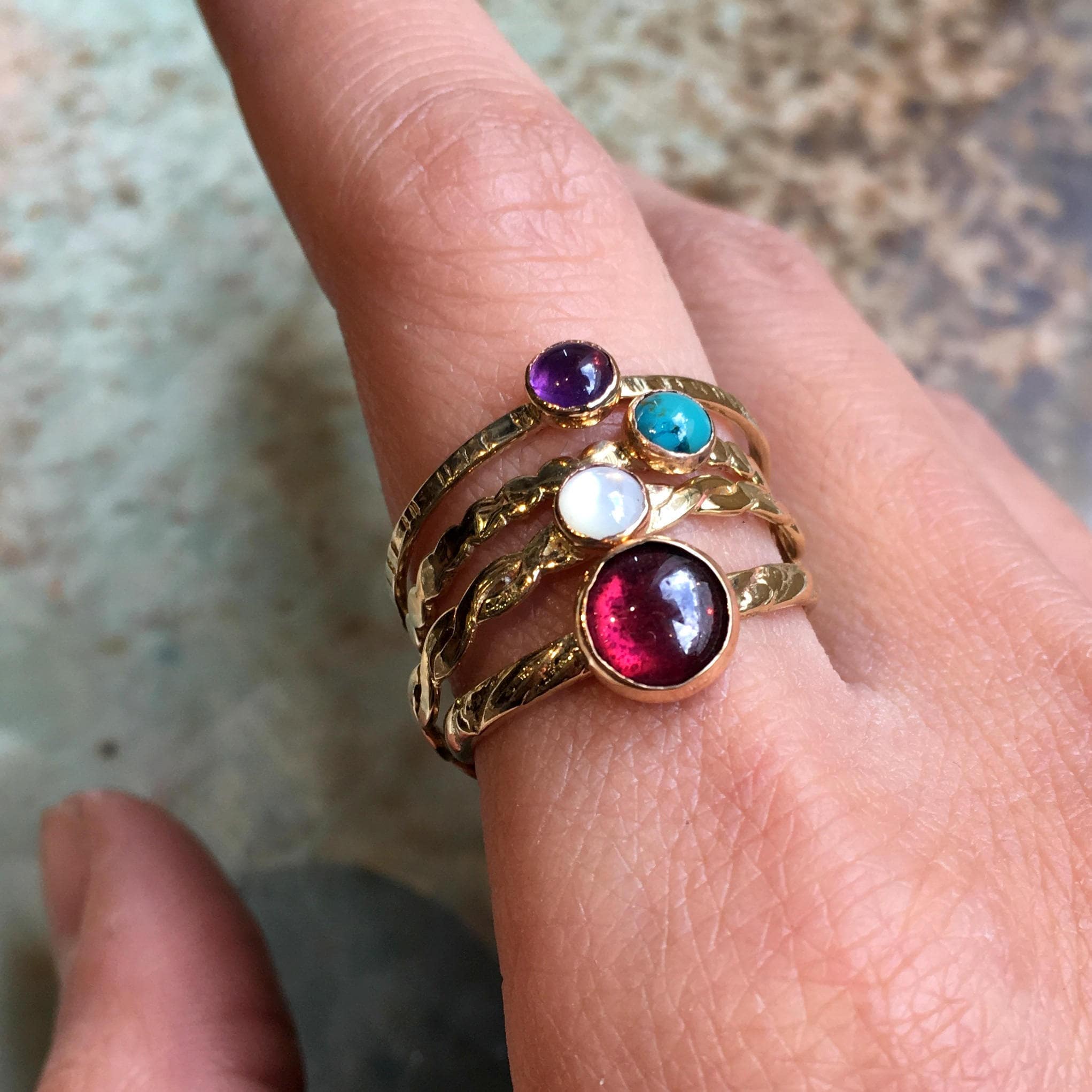 Stacking Birthstone Rings Set Four Birthstone Rings Gold - Etsy