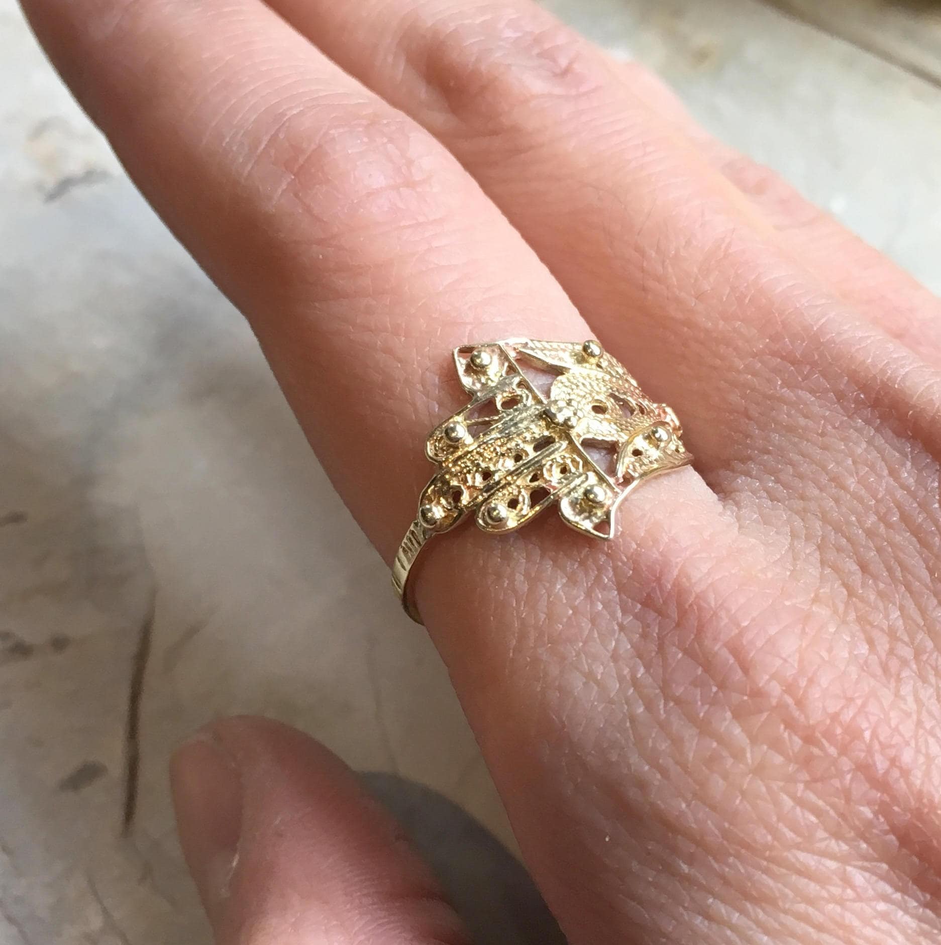 Gold Hamsa Ring, Against the Evil Eye, Gold Filled Ring, Brass Hand ...