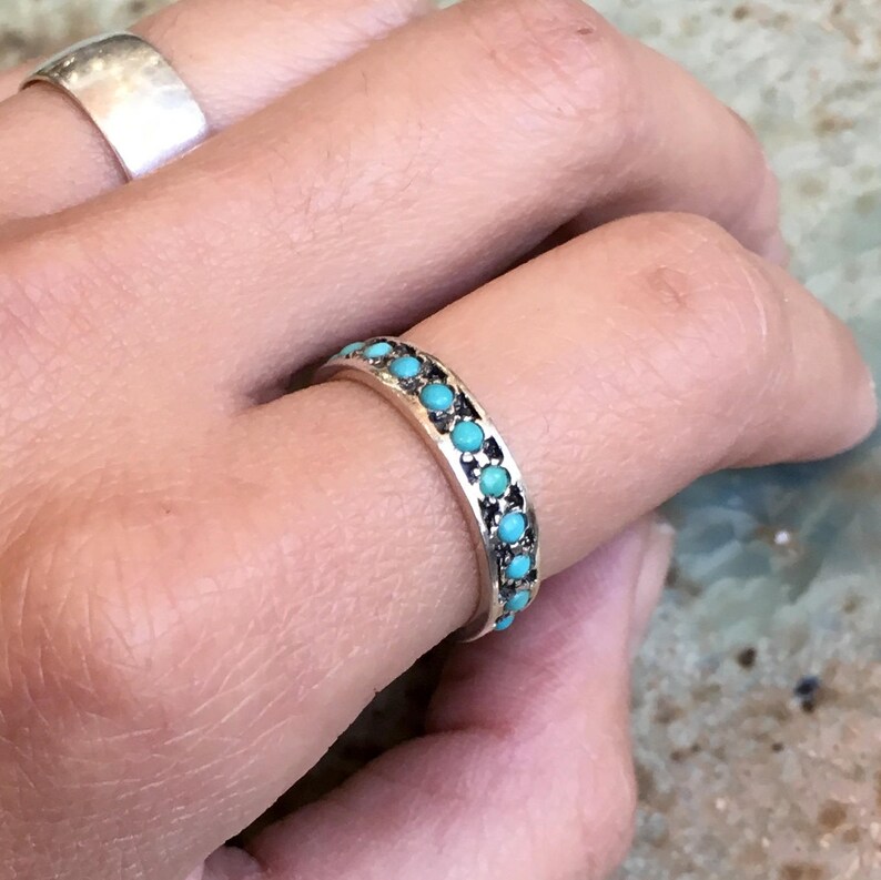 Turquoise Ring, Sterling Silver Ring, Eternity Ring, Infinity Ring ...