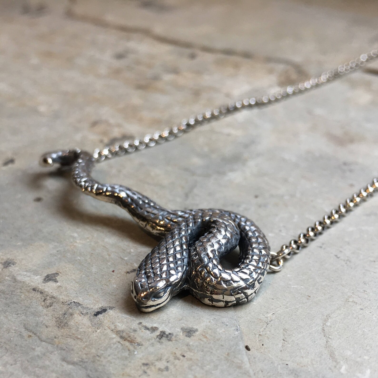 Snake Necklace, Layering Necklace, Simple Snake Pendant, Bar Necklace ...