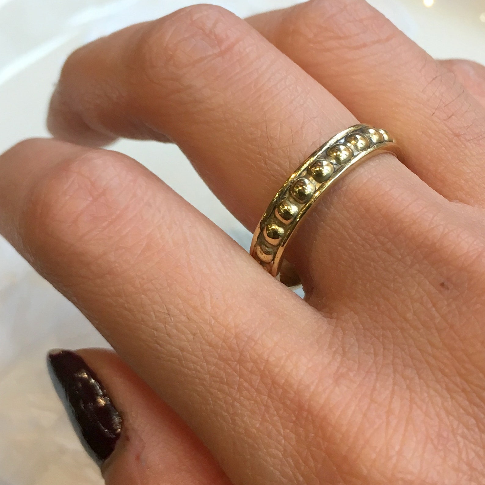 Minimal Ring Dotted brass ring Stacking Ring Skinny Ring | Etsy