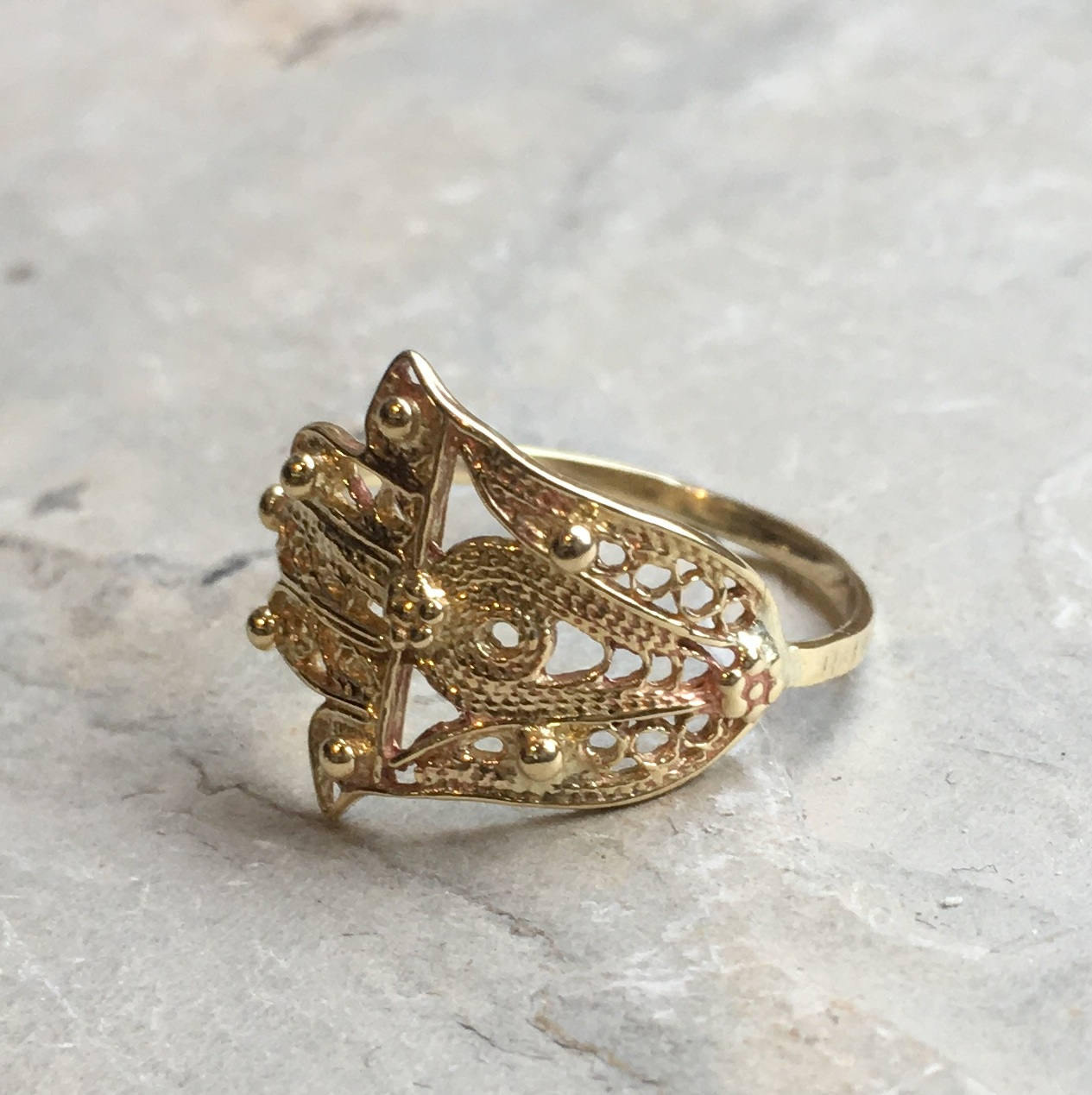 Gold Hamsa Ring, Against the Evil Eye, Gold Filled Ring, Brass Hand ...