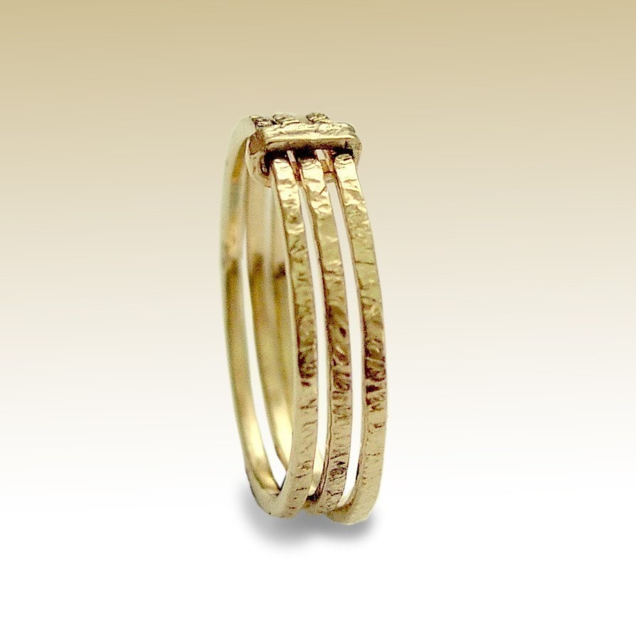 Yellow Gold Ring, Hammered Ring, 14k Gold Filled Ring, Stacking Bands ...