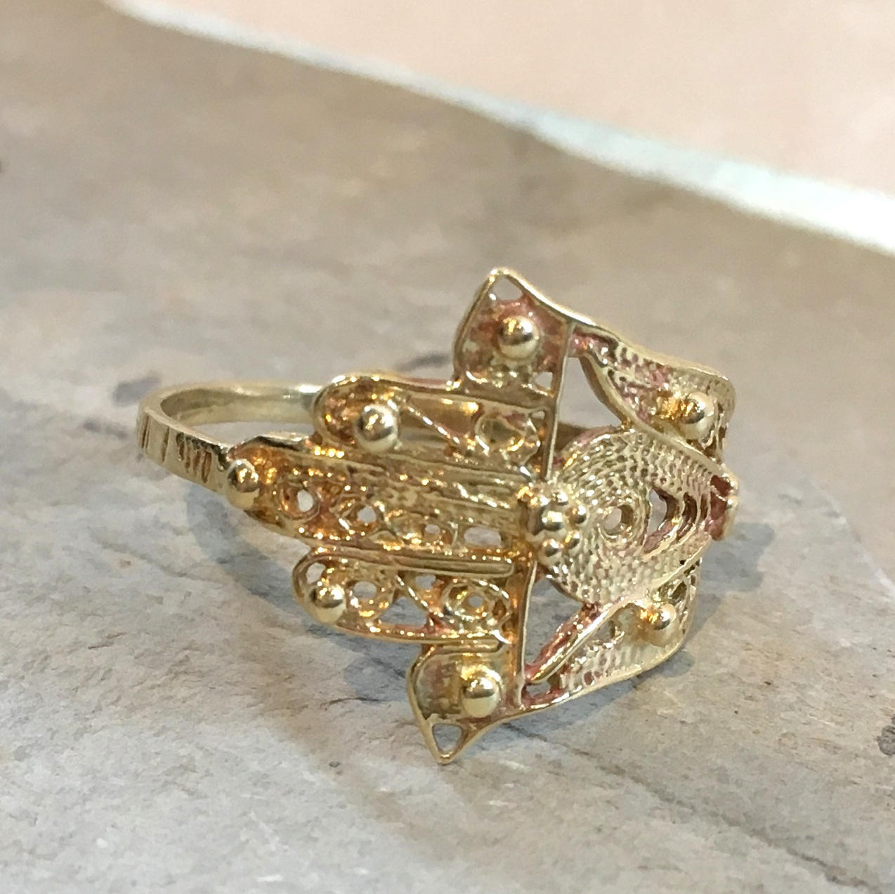 Gold Hamsa Ring, Against the Evil Eye, Gold Filled Ring, Brass Hand ...