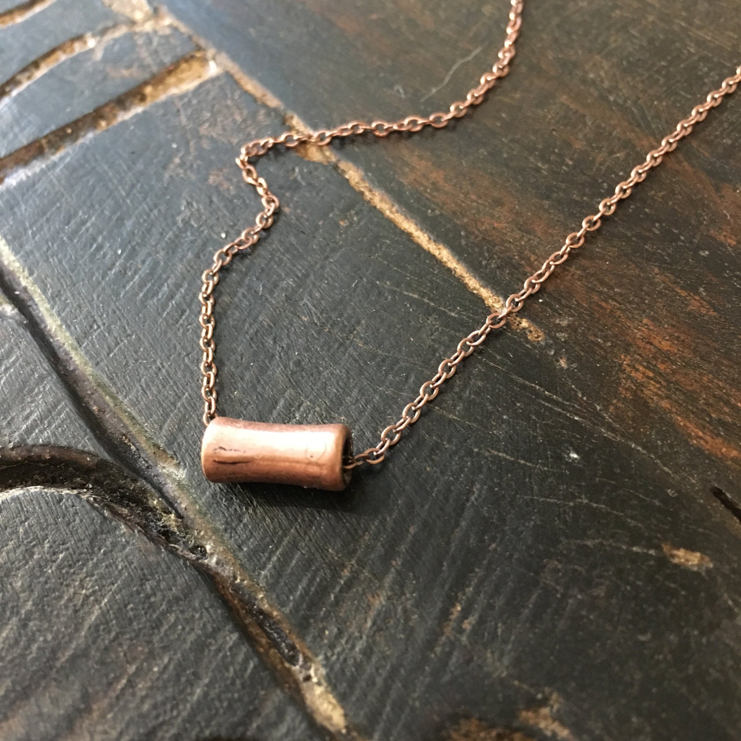 Copper tube necklace minimalist dainty pendant basic | Etsy