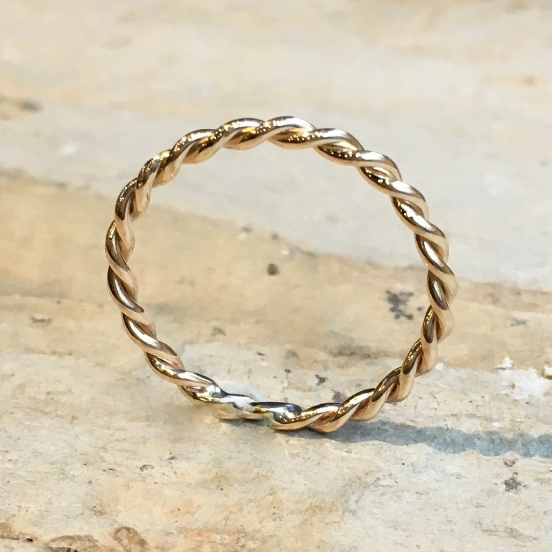 Simple Twisted Band, Stacking Gold Ring, Simple Stackable Ring, Minimal ...