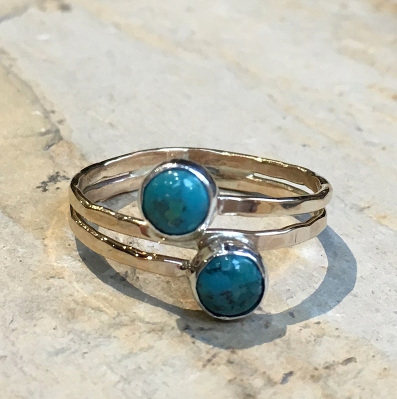 Turquoises Ring, December Birthstone Ring, Mothers Ring, Stacking Ring ...