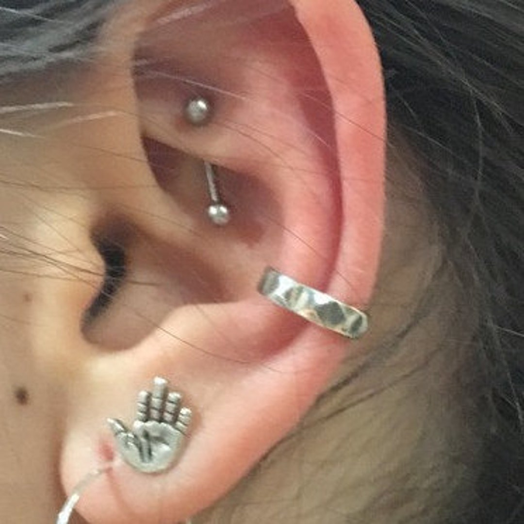 Fake Ear Piercing, Faux Piercing, Fake Conch Piercing, Sterling Silver ...