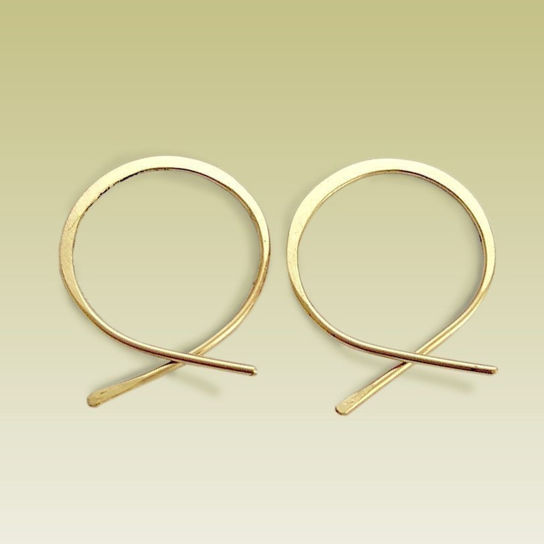 Gold Hoops, Threader Earrings, Hoop Earrings, Loop Earrings, Simple ...