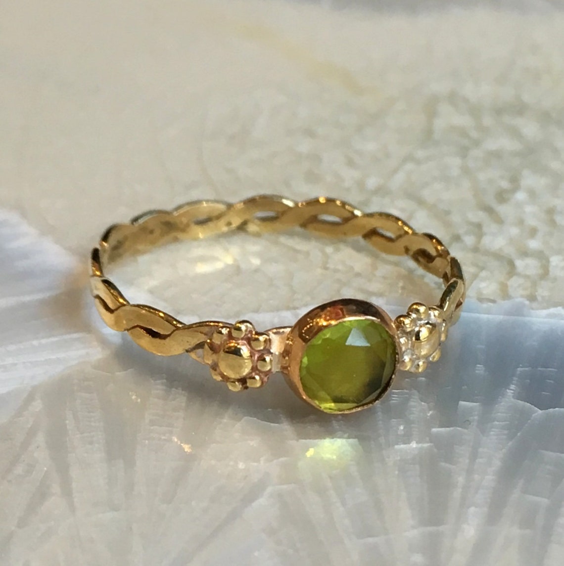Peridot Ring Birthstone Ring Gold Ring Brass Gold Filled | Etsy