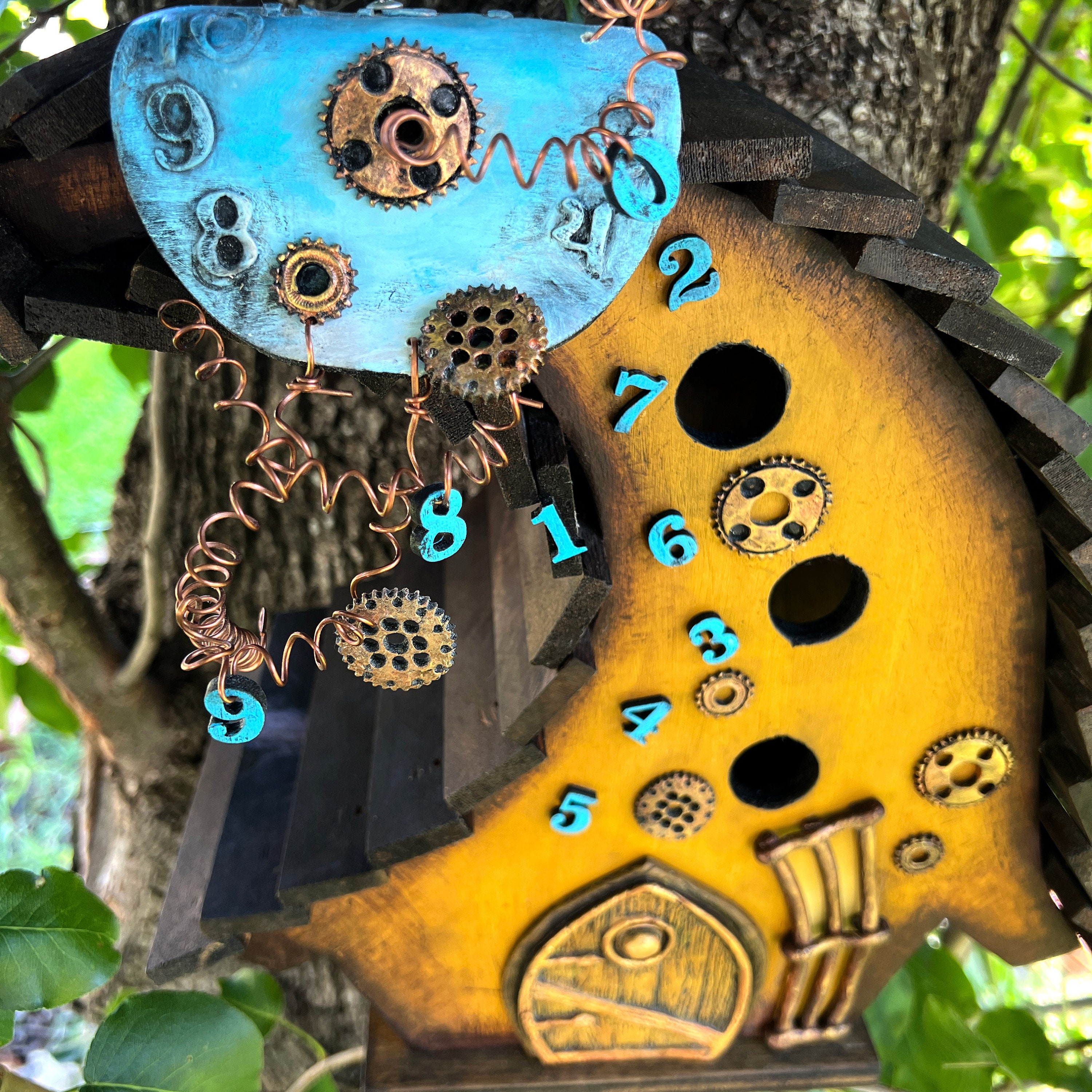 Salvador Dali Inspired Melted Clock Birdhouse, Handmade Wooden Bird ...