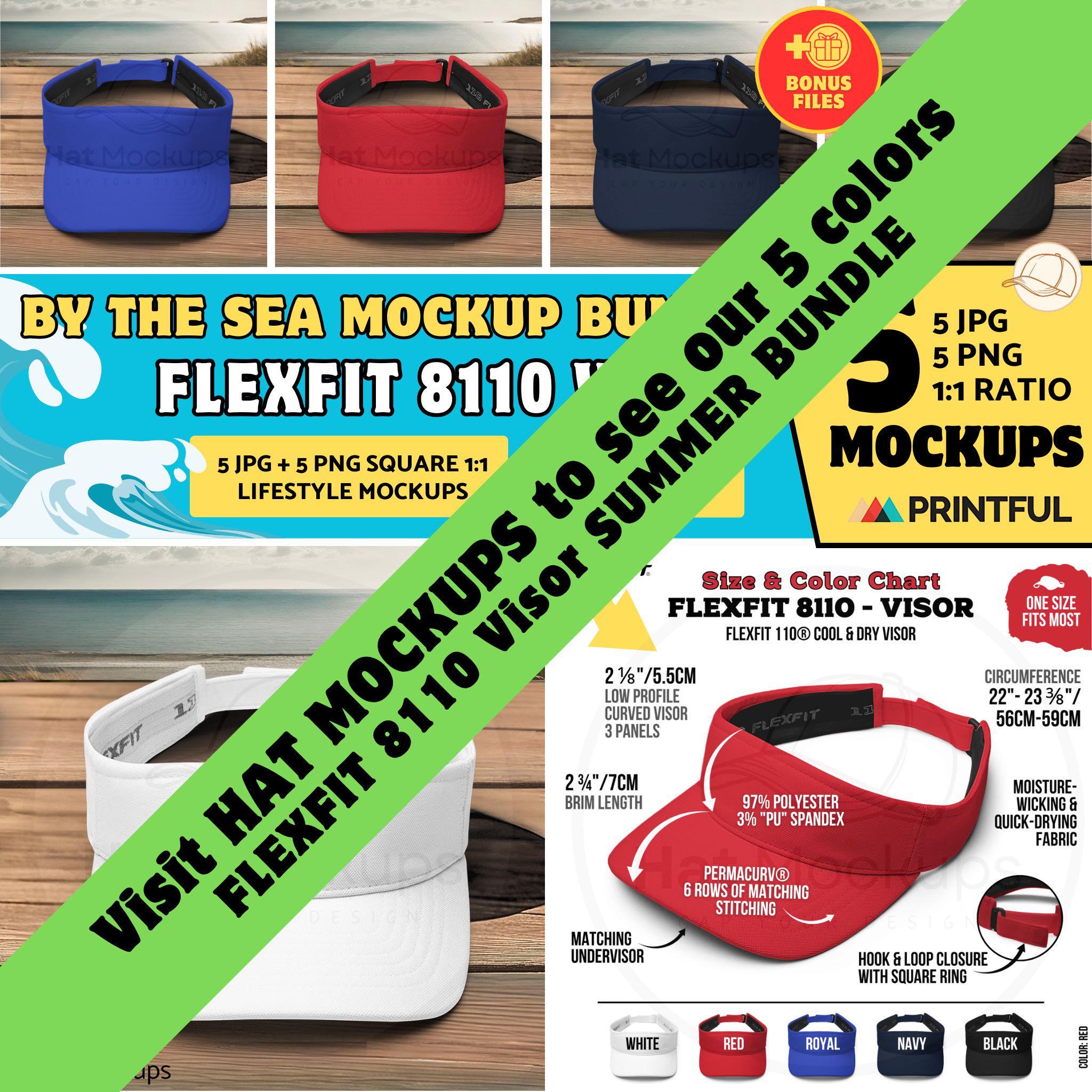 FLEXFIT 8110 Visor Size and Color Chart Flexfit Visor Features Mockup ...