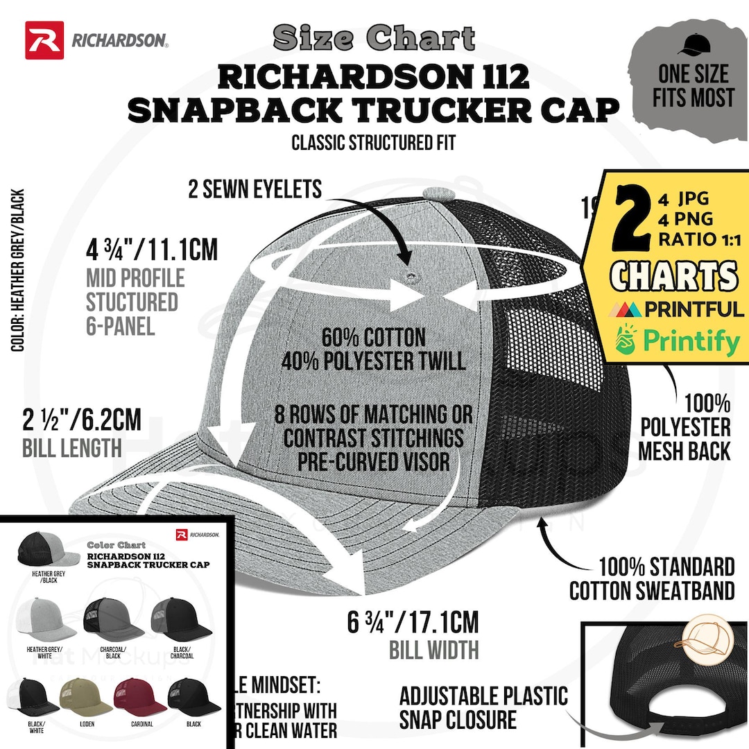 SIZE CHART RICHARDSON 112 Cap Features, Color Chart Richardson Snapback ...