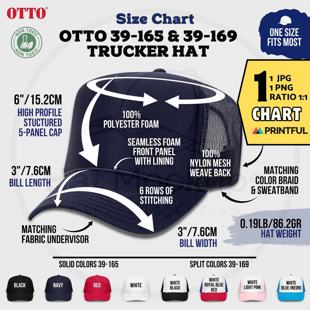 OTTO FOAM TRUCKER Cap Size and Color Chart Otto Cap 39-165 Trucker Hat ...