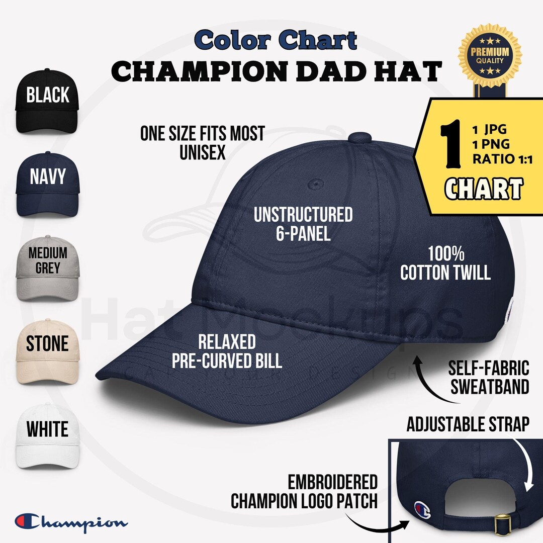CHAMPION DAD HAT Color Chart, Champion Hat Color Chart Printful Hat ...