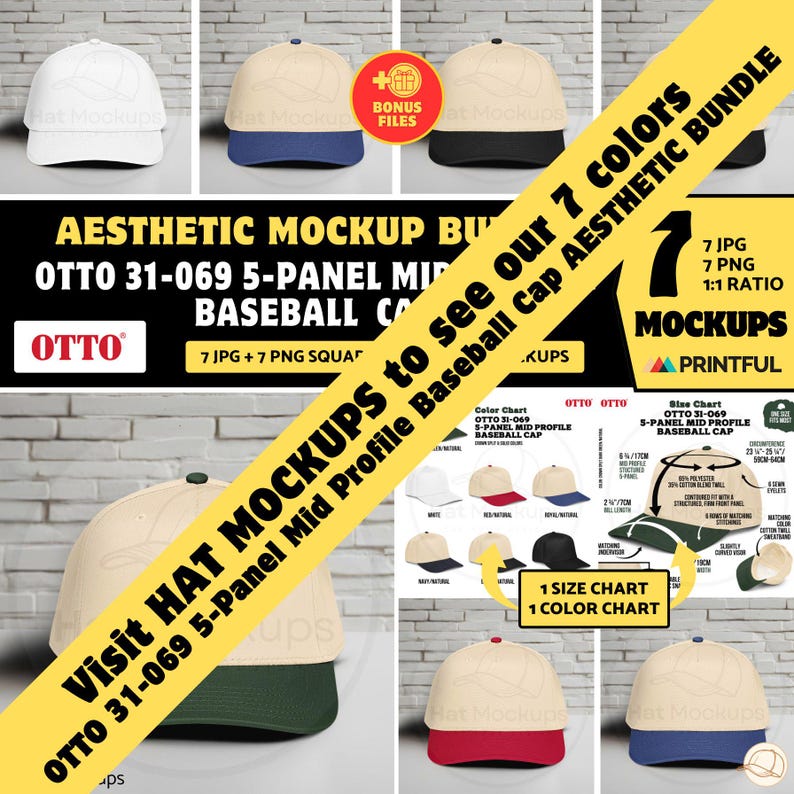 OTTO 31-069 Baseball Cap Color Chart 47 Colors, Printify Otto 5-panel ...