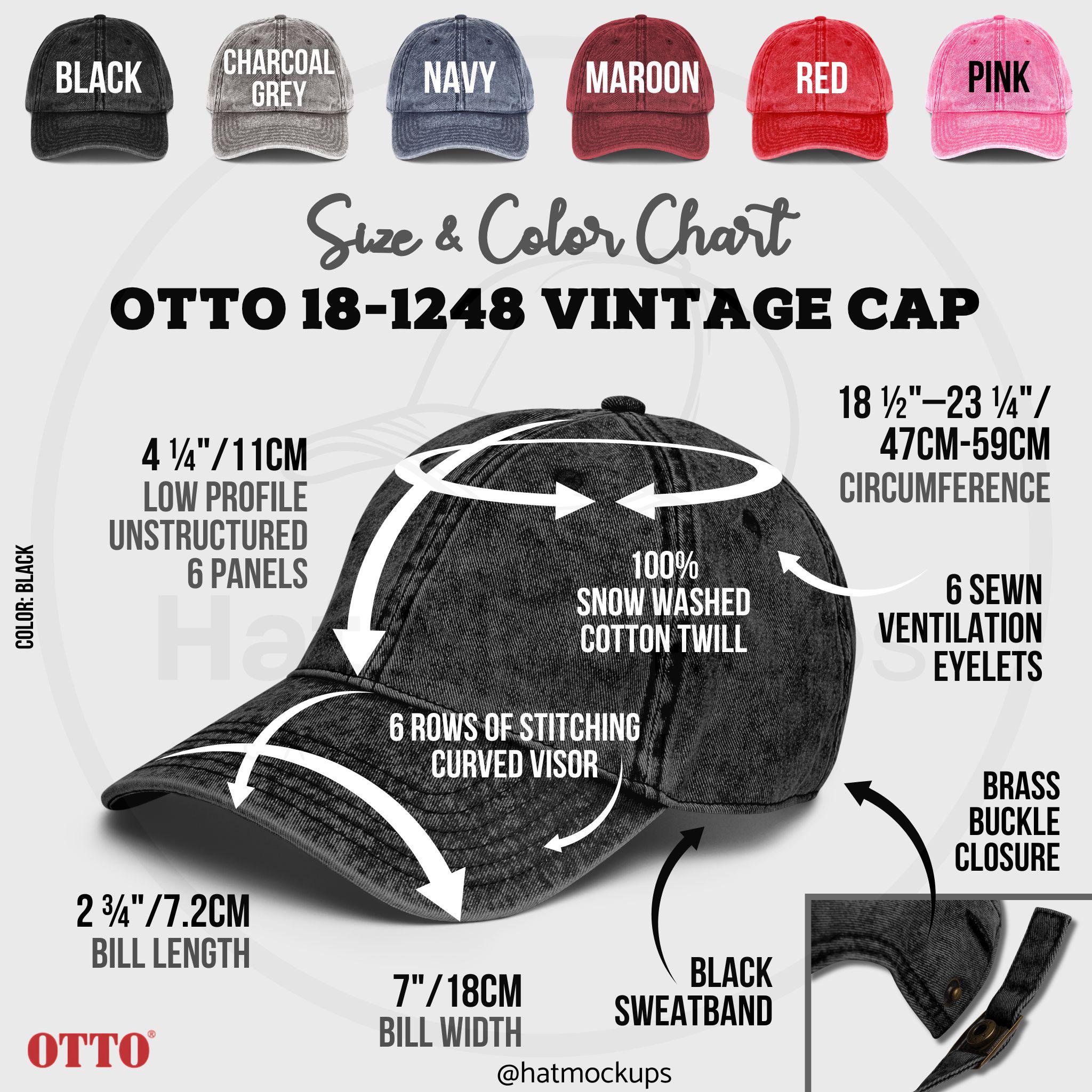 OTTO CAP 18-1248 Size and Color Chart OTTO 18-1248 Vintage Cap Size ...