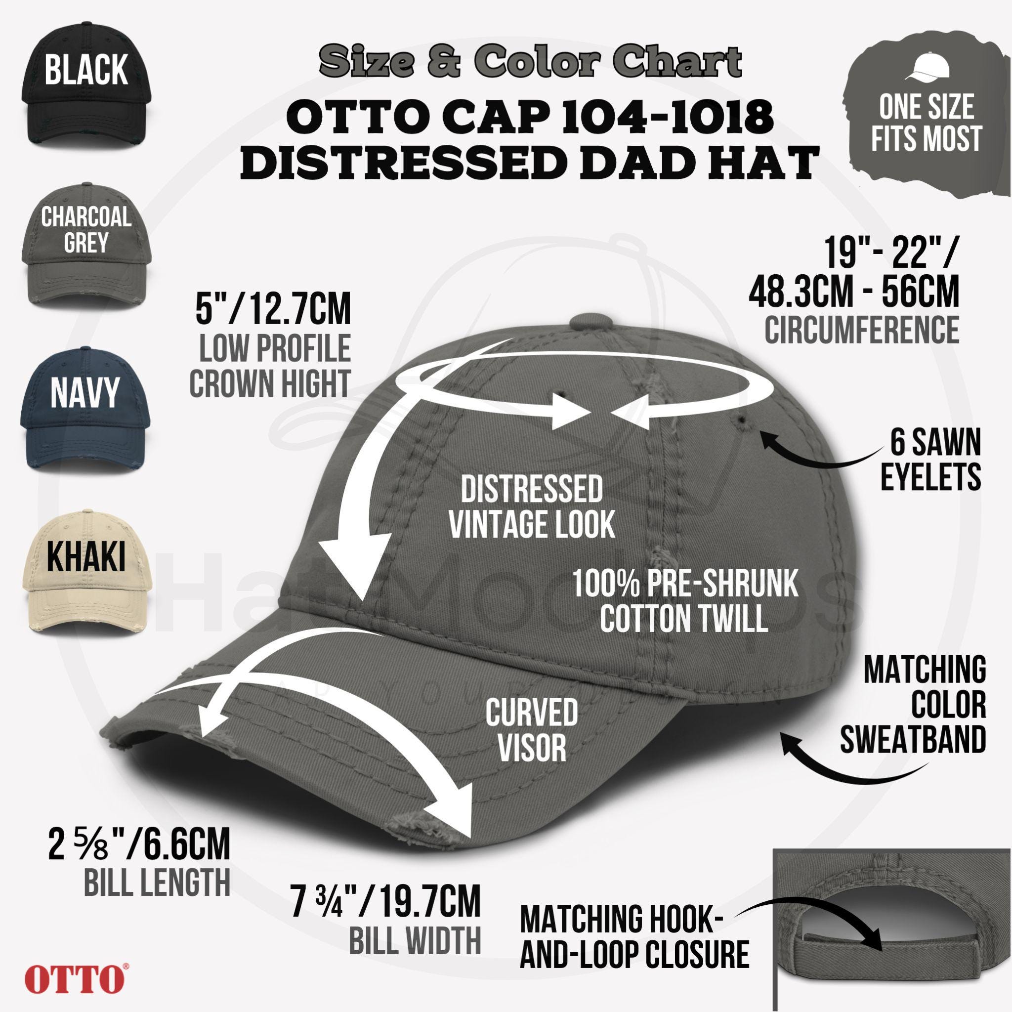 DISTRESSED DAD HAT Size and Color Chart Otto 104-1018 Distressed Dad ...