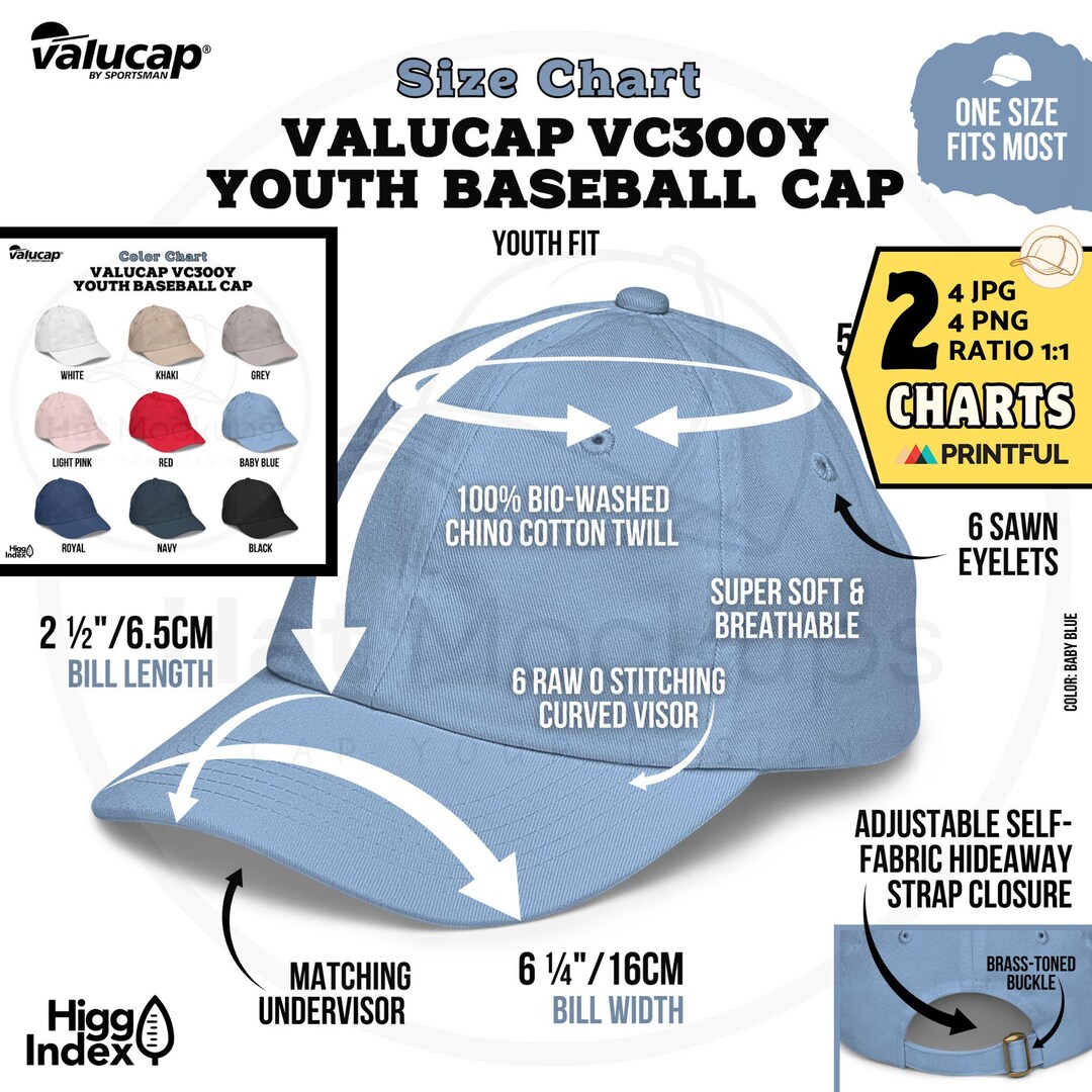 SIZE CHART Valucap VC300Y YOUTH Baseball Cap Color Chart Valucap Youth ...