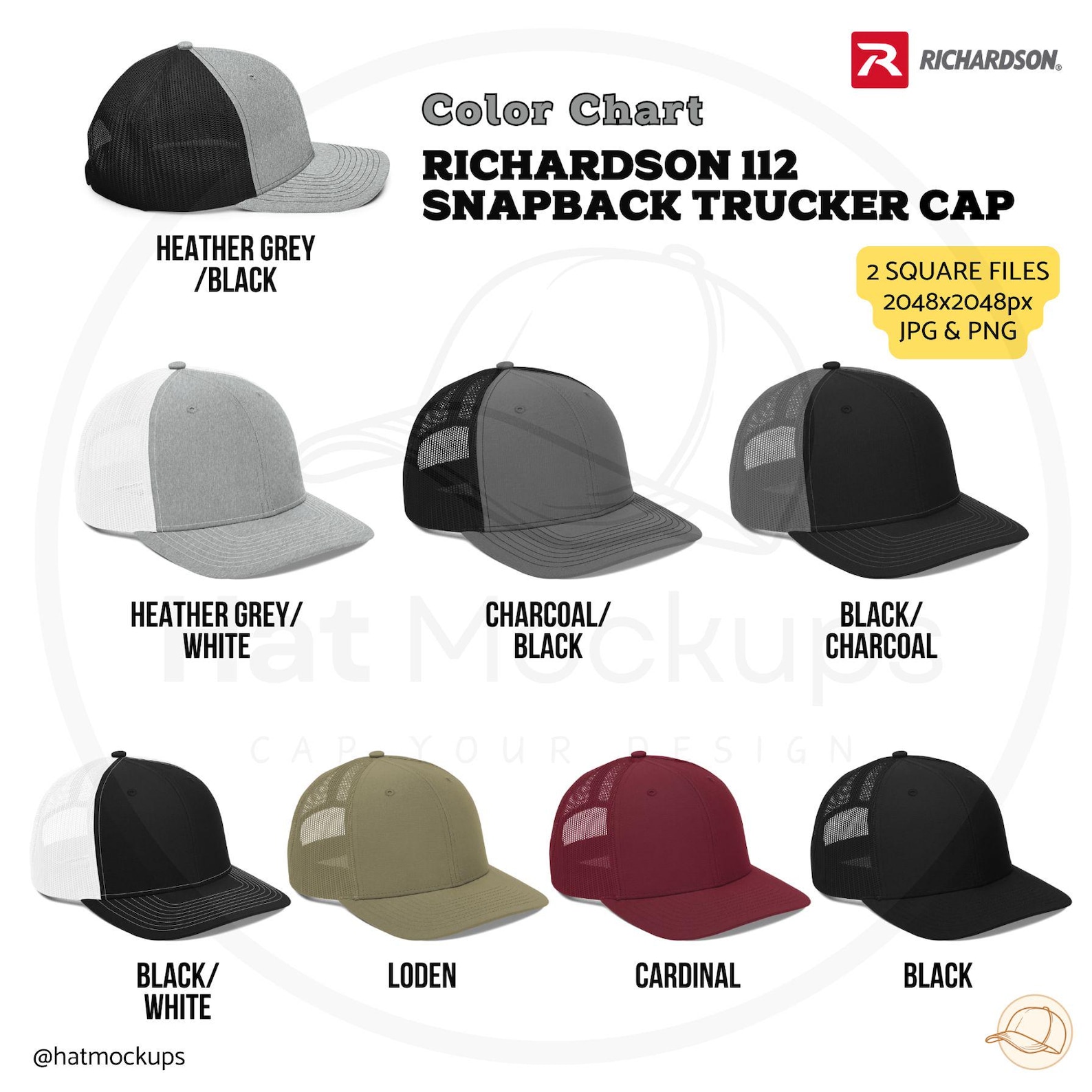 SIZE CHART RICHARDSON 112 Cap Features, Color Chart Richardson Snapback ...