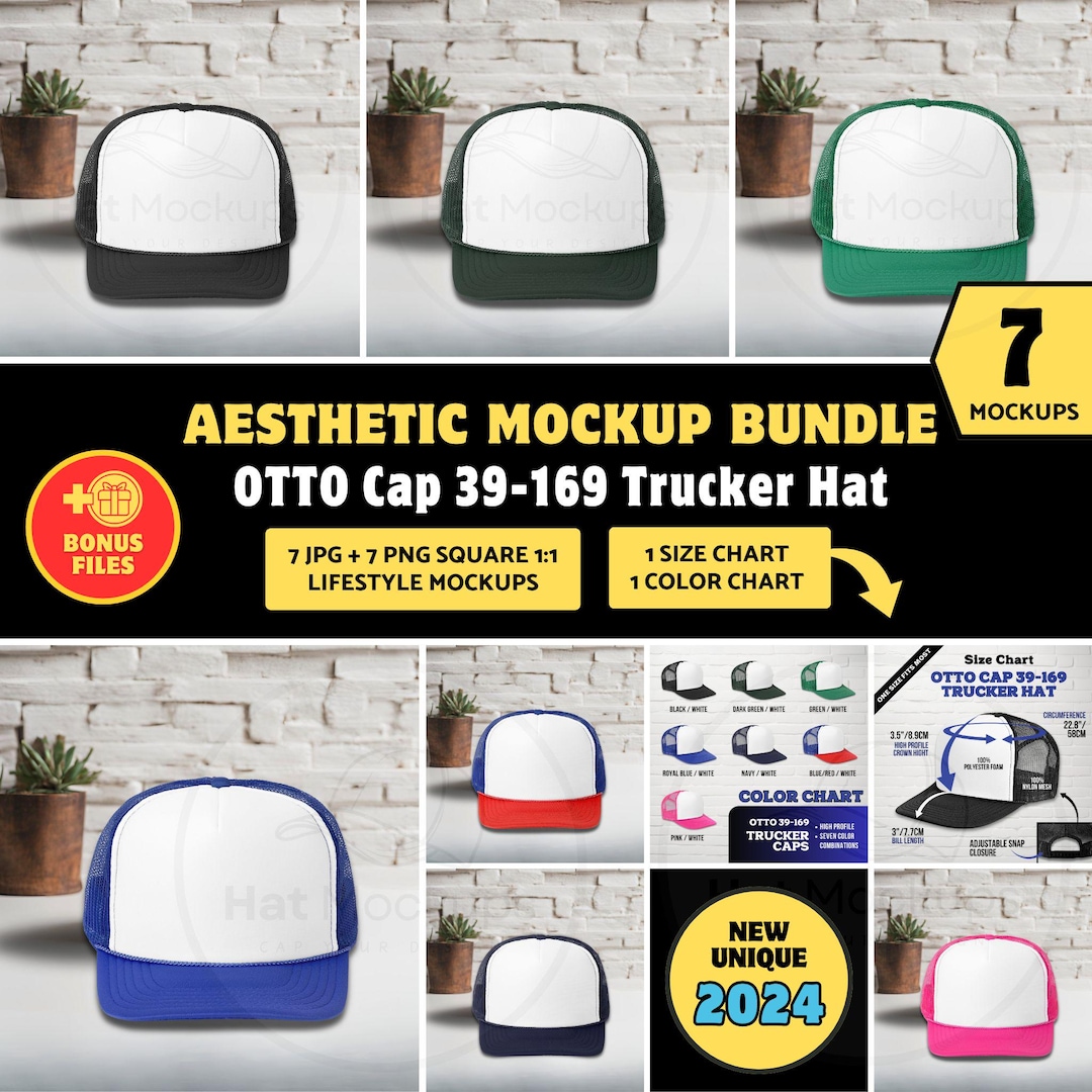 OTTO 39-169 TRUCKER CAP Mockup Bundle, Minimalistic Otto Hat Collection ...