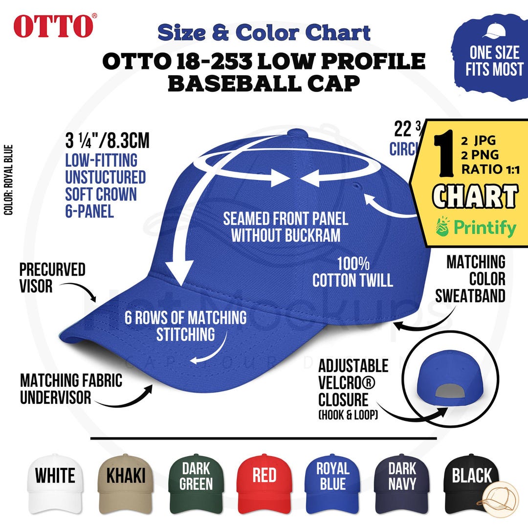 OTTO 18-253 Cap SIZE and COLOR Chart Otto Low Profile Baseball Cap ...