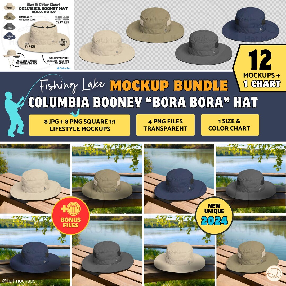 COLUMBIA BOONEY HAT Mockup Bundle Fishing Hat Mockup, Hiking Hat Mock ...