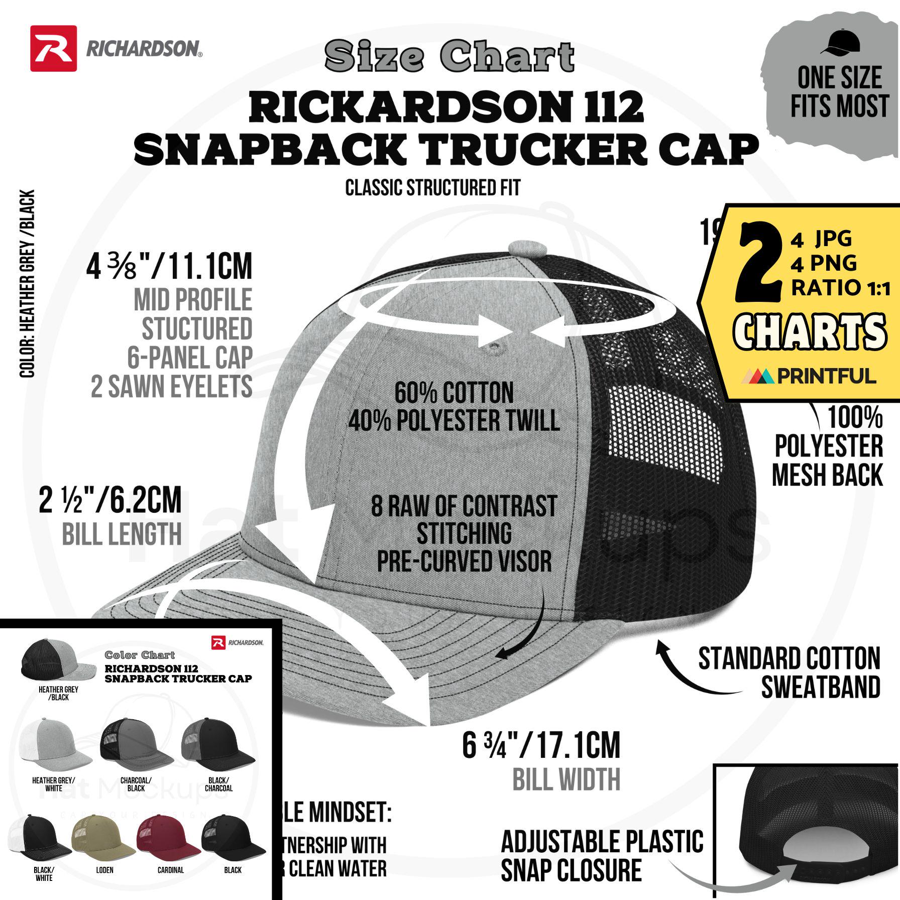 SIZE CHART RICHARDSON 112 Cap Features, Color Chart Richardson Snapback ...
