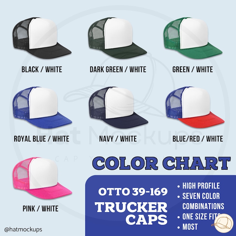 TRUCKER HAT Size Chart Otto Cap 39-169 Trucker Cap Color Chart, Otto ...