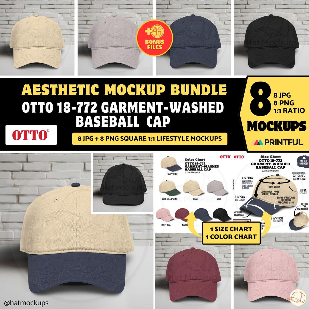 OTTO 18-772 Cap MOCKUP Bundle Otto Garment-washed Baseball Cap ...