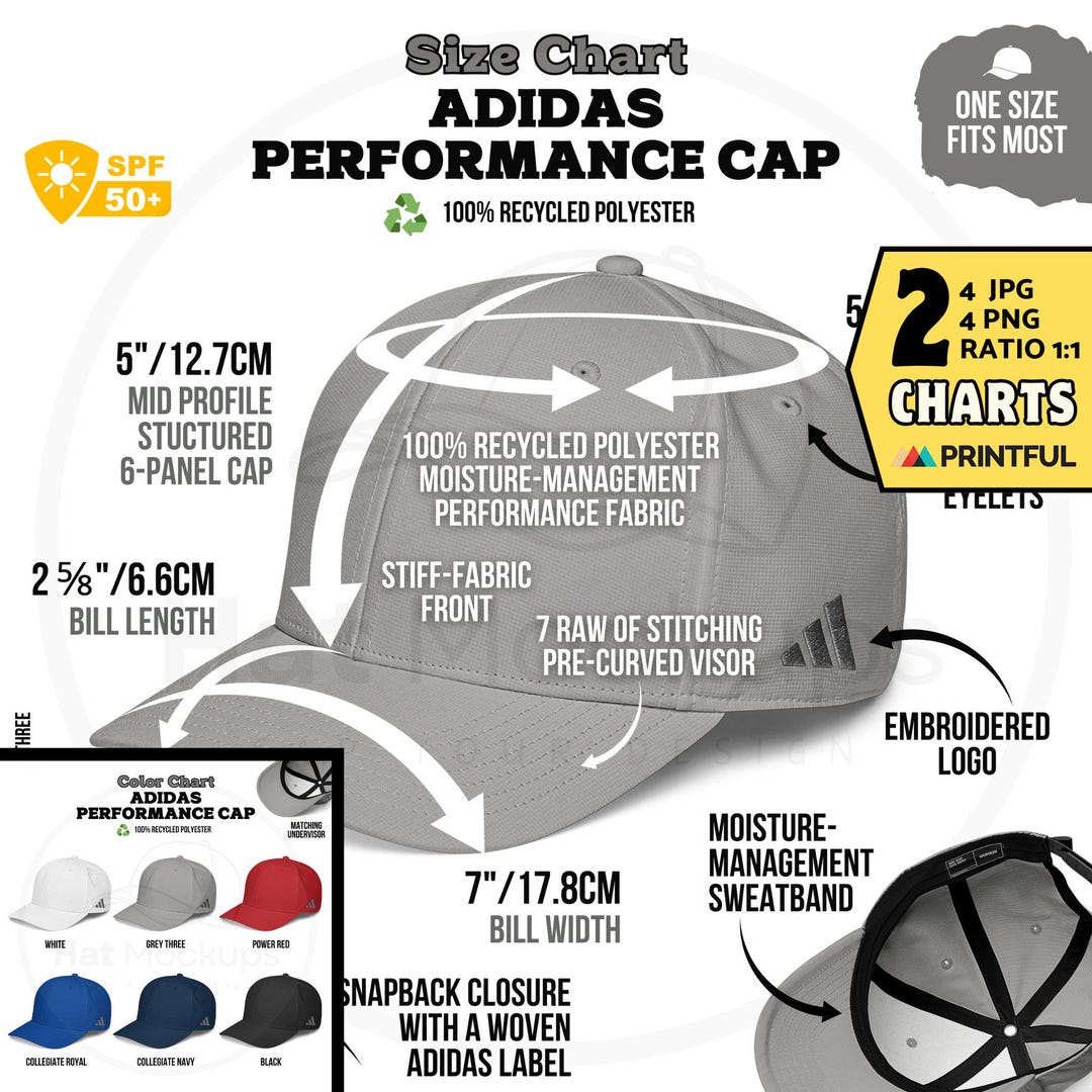 SIZE CHART ADIDAS Performance Cap Color Chart Printful Adidas Cap ...