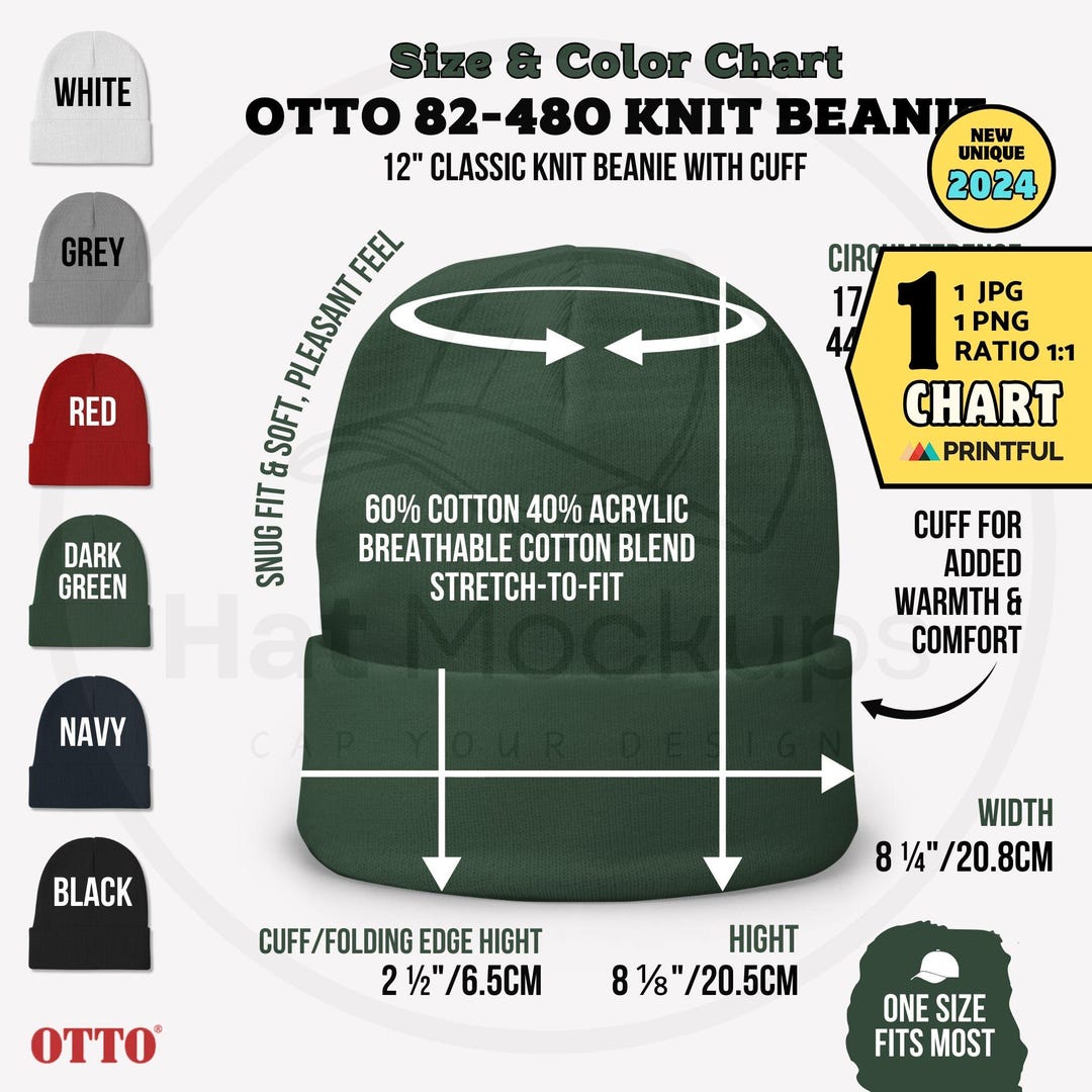 OTTO KNIT BEANIE Size and Color Chart Otto 82-480 Knit Beanie Sizing ...