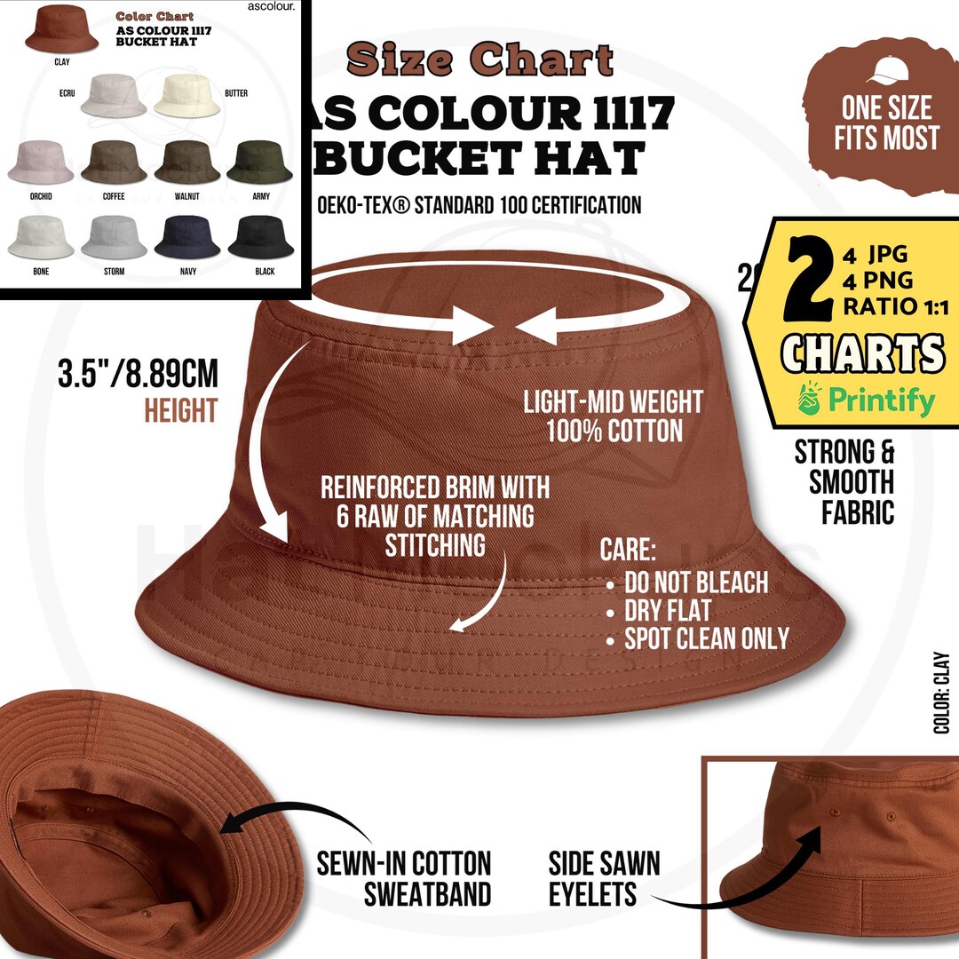 SIZE CHART AS Colour 1117 Bucket Hat Features, Color Chart as Colour ...