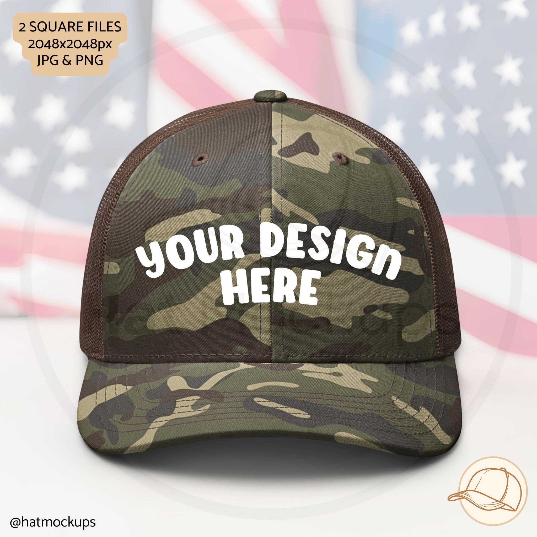 OTTO CAMOUFLAGE TRUCKER Hat Mockup Bundle, Camo Olive Otto Cap 105-1247 ...