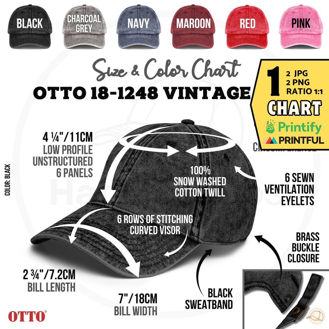 OTTO CAP 18-1248 Size and Color Chart OTTO 18-1248 Vintage Cap Size ...