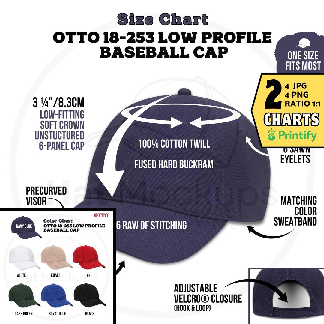 OTTO 18-253 Cap Size Chart 18253 Otto Low Profile Baseball Cap Color ...