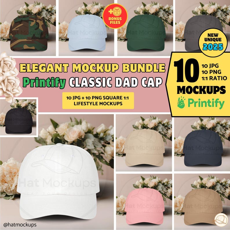Printify CLASSIC DAD CAP Mockup Bundle, Valentine Mockup, Bachelorette ...