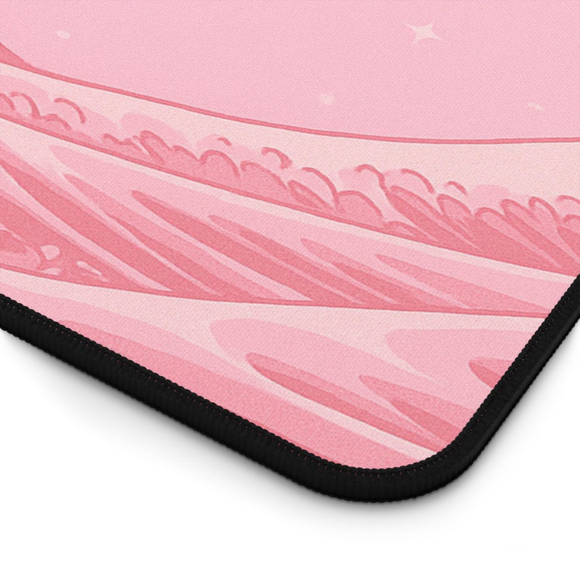 Pink Pastel Wave Desk Mat | Kawaii Kanagawa Gaming Pad | Soft Aesthetic ...