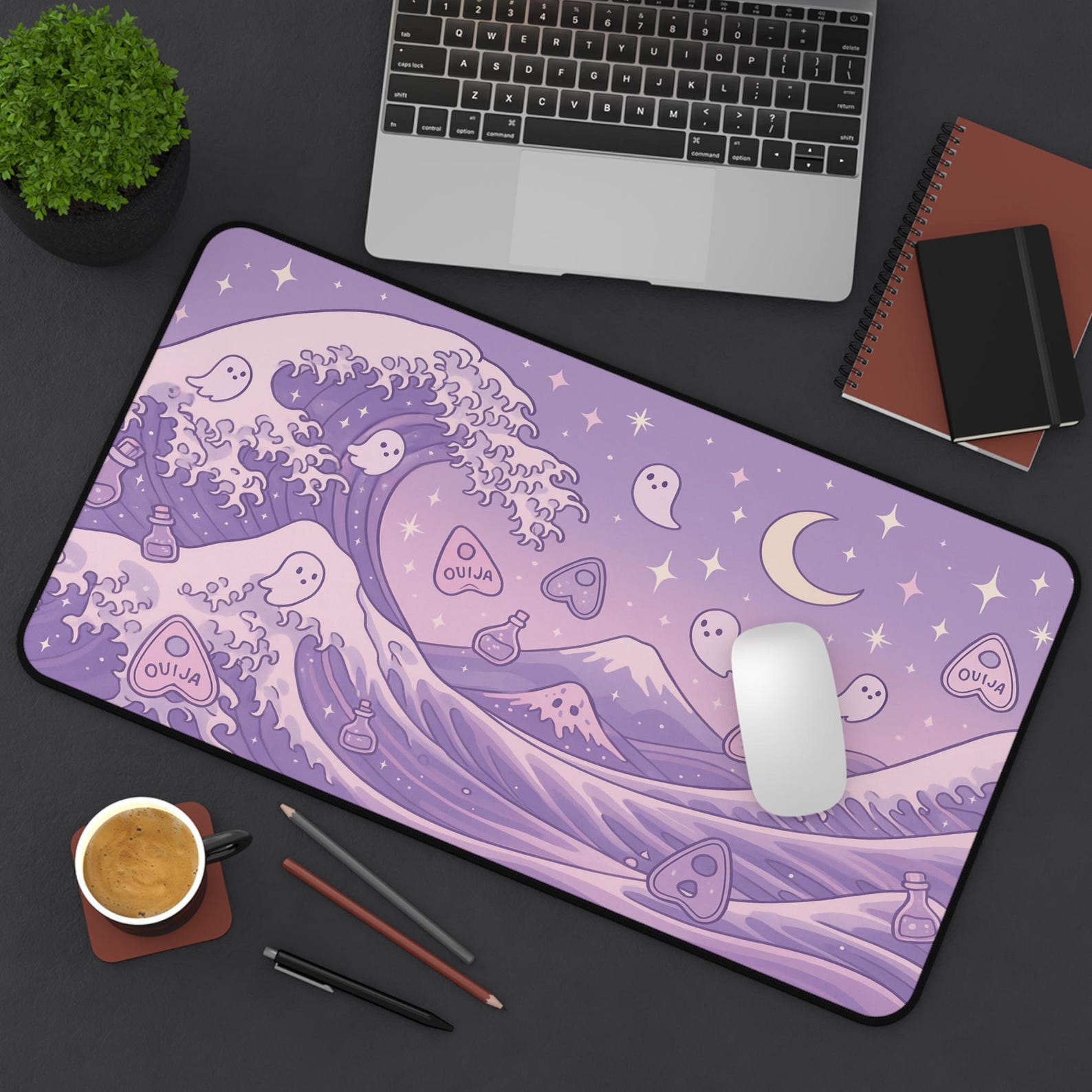 Pastel Goth Great Wave Desk Mat | Kawaii Kanagawa Mouse Pad | Witchy ...