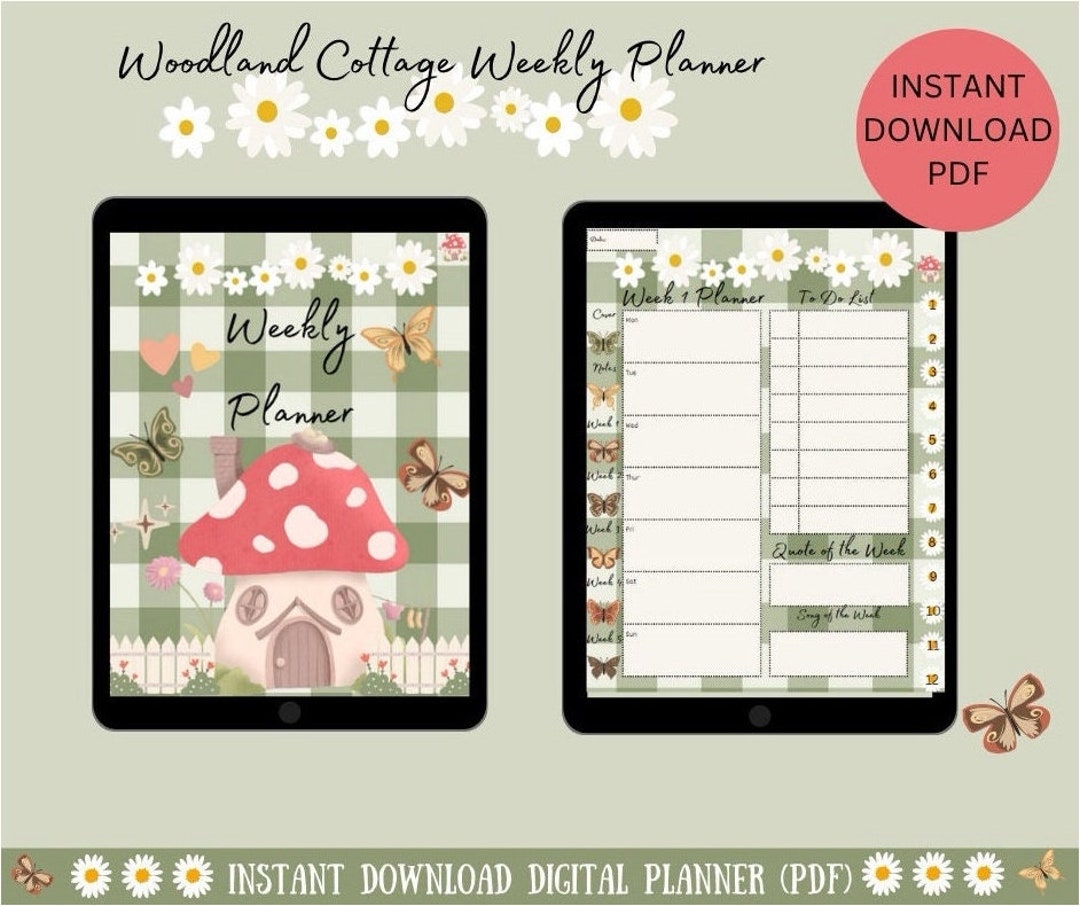 Woodland Cottage Digital Planner Goodnotes PDF Planner Digital Download ...