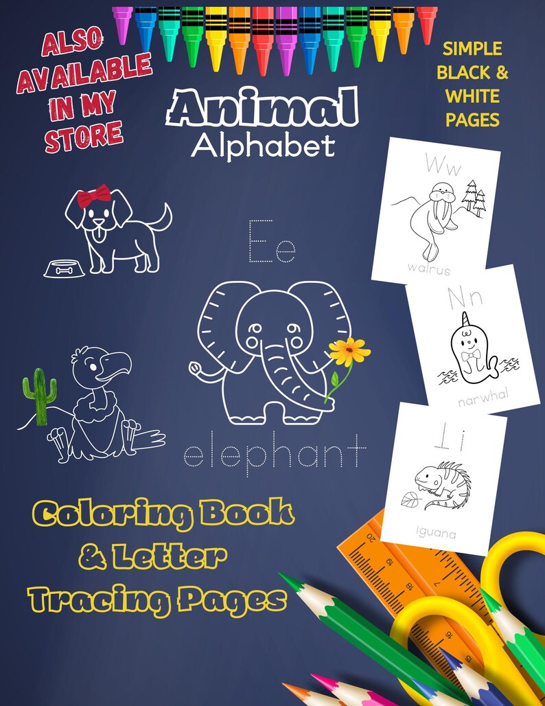 Animal Color by Number, Color by Number for Kids, Printable Color by ...