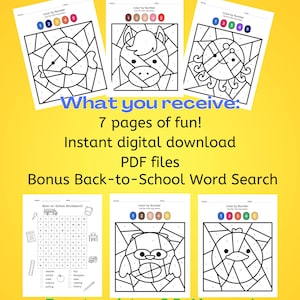 Animal Color by Number for Kids: Printable Coloring Pages (digital ...