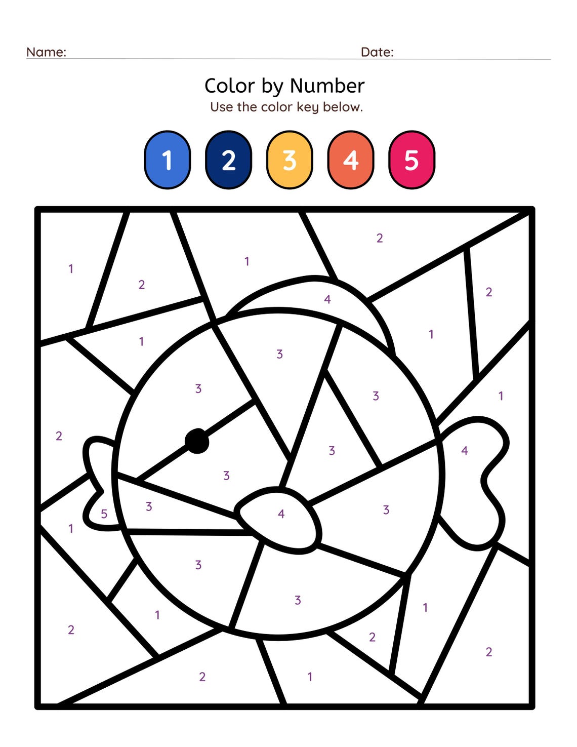 Animal Color by Number for Kids: Printable Coloring Pages (digital ...