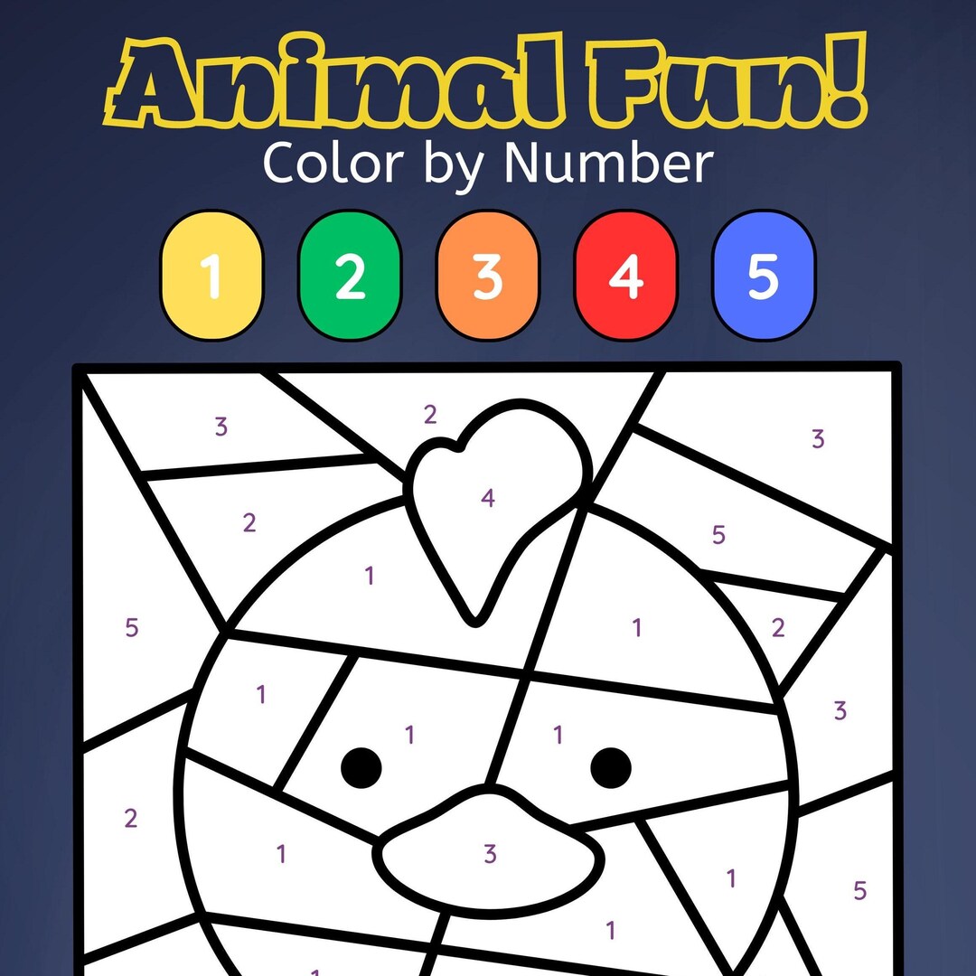 Animal Color by Number, Color by Number for Kids, Printable Color by ...