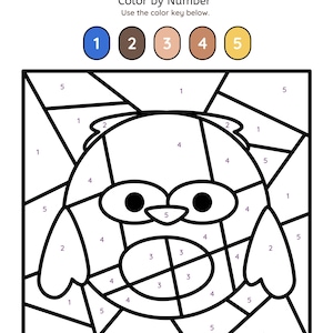 Animal Color by Number, Color by Number for Kids, Printable Color by ...